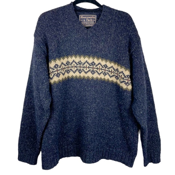 Abercrombie & Fitch | Sweaters | Vintage Abercrombie Fitch Mens 0 Wool Fair Isle Sweater Blue ...